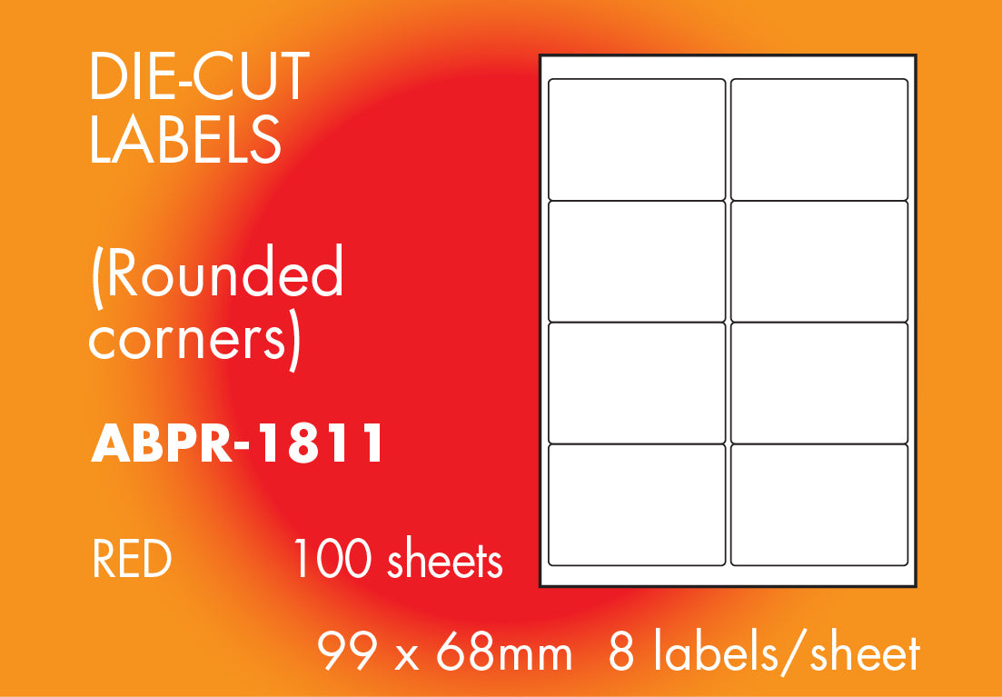 Hovat Multi-Purpose. Matt Red Self adhesive label. (100 sheet box ...