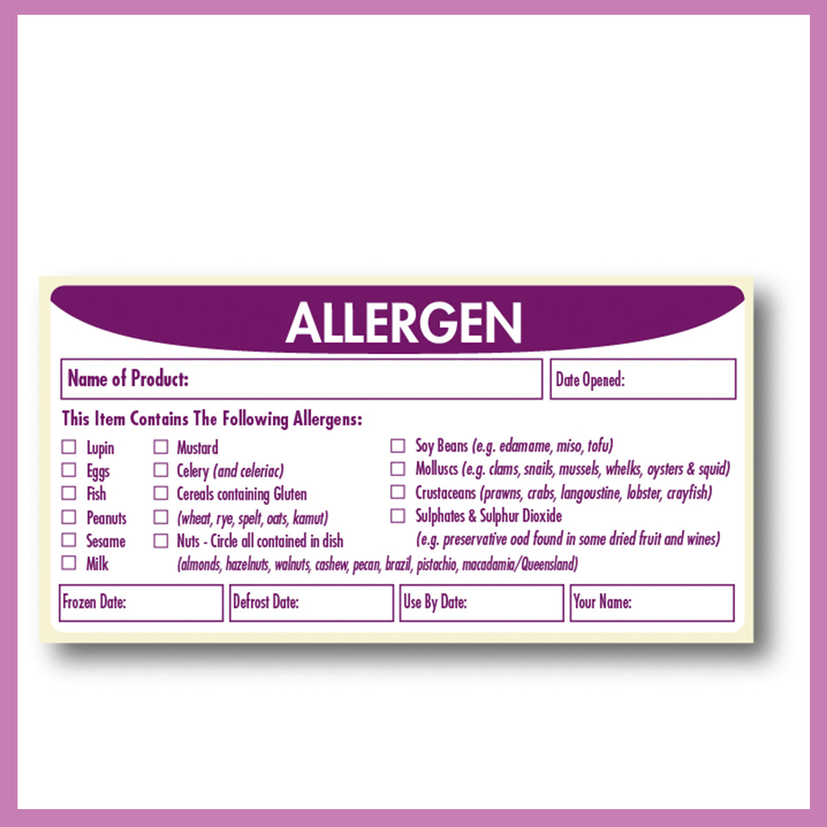 Food Allergen, Safety Label, Removable Adhesive, 51 x 102 mm, 1 roll o ...